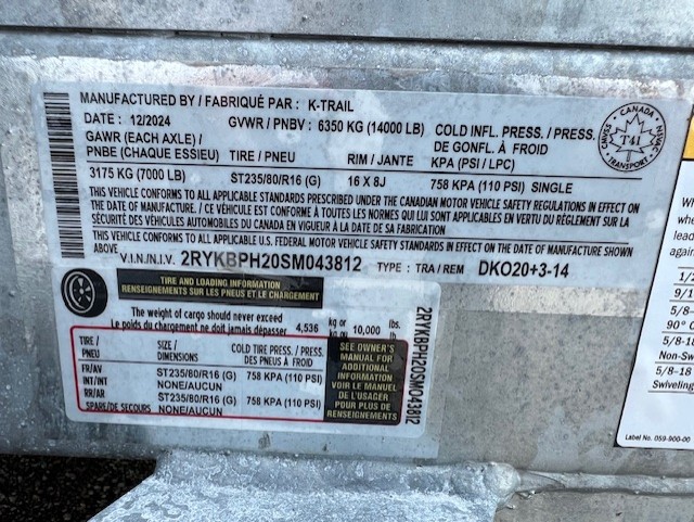 2025 K-Trail 8.5 X 20+3 Galvanized Beavertail Deckover Trailer 14K ...
